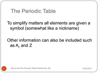 A brief introduction to the Periodic Table | PPSX
