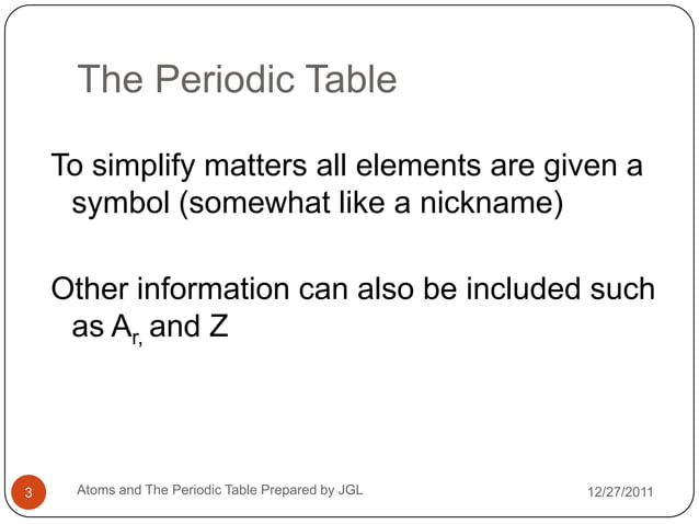 A brief introduction to the Periodic Table | PPSX | Chemistry | Science