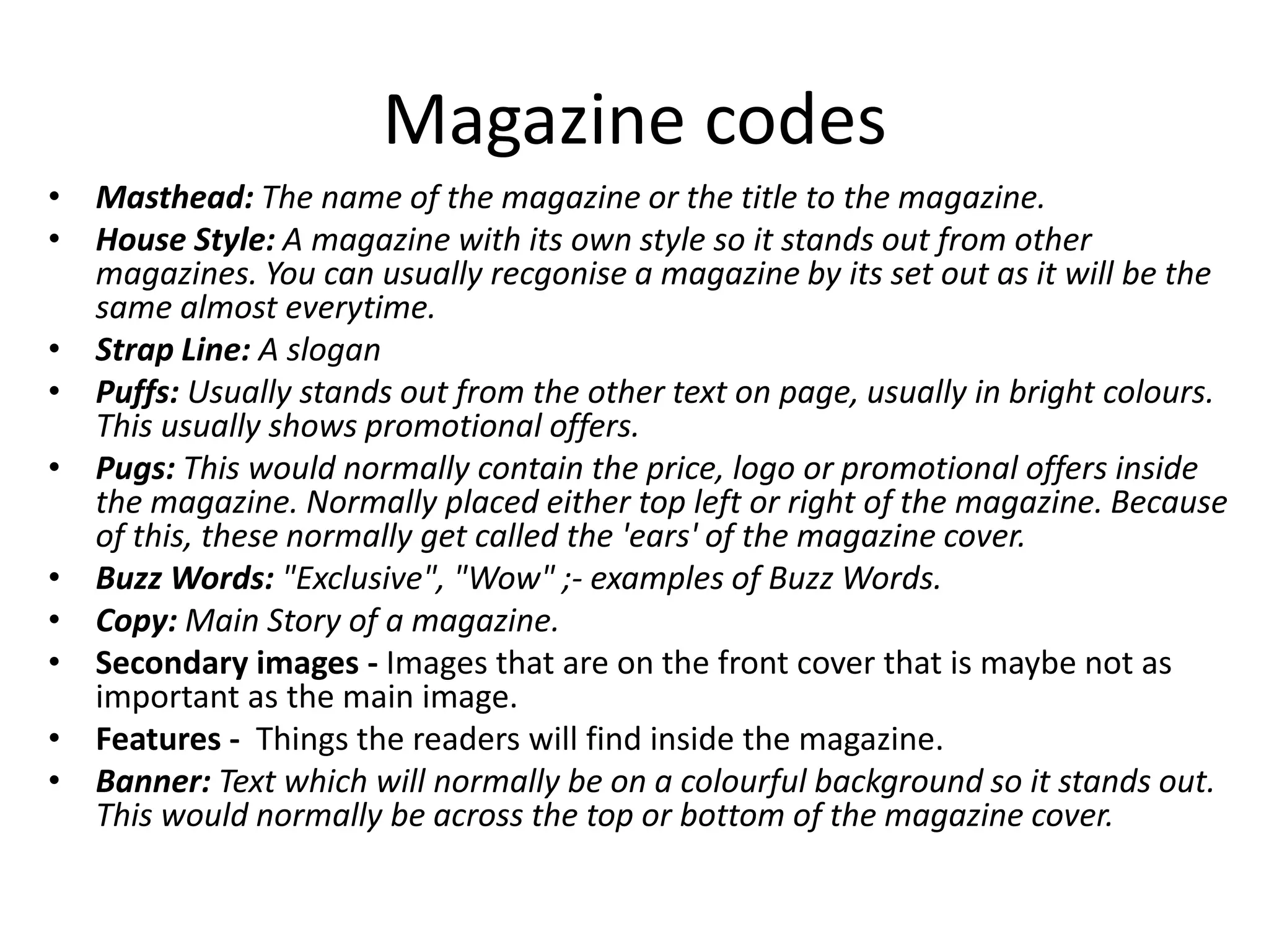 Media Language Lesson 7 - written codes - magazines | PPTX