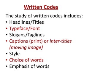Lesson 7 - written codes - magazines | PPT