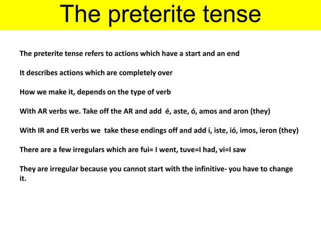 Lesson 7a. introducing preterite tense short version | PPT