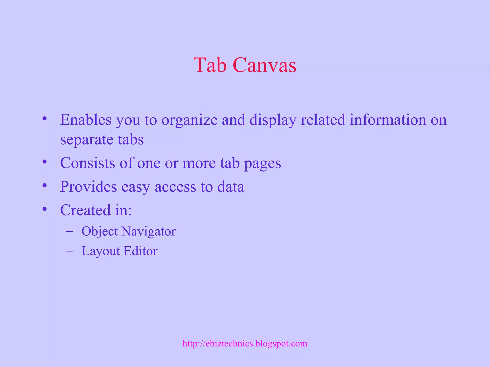 Oracle Forms-Canvas types | PPT