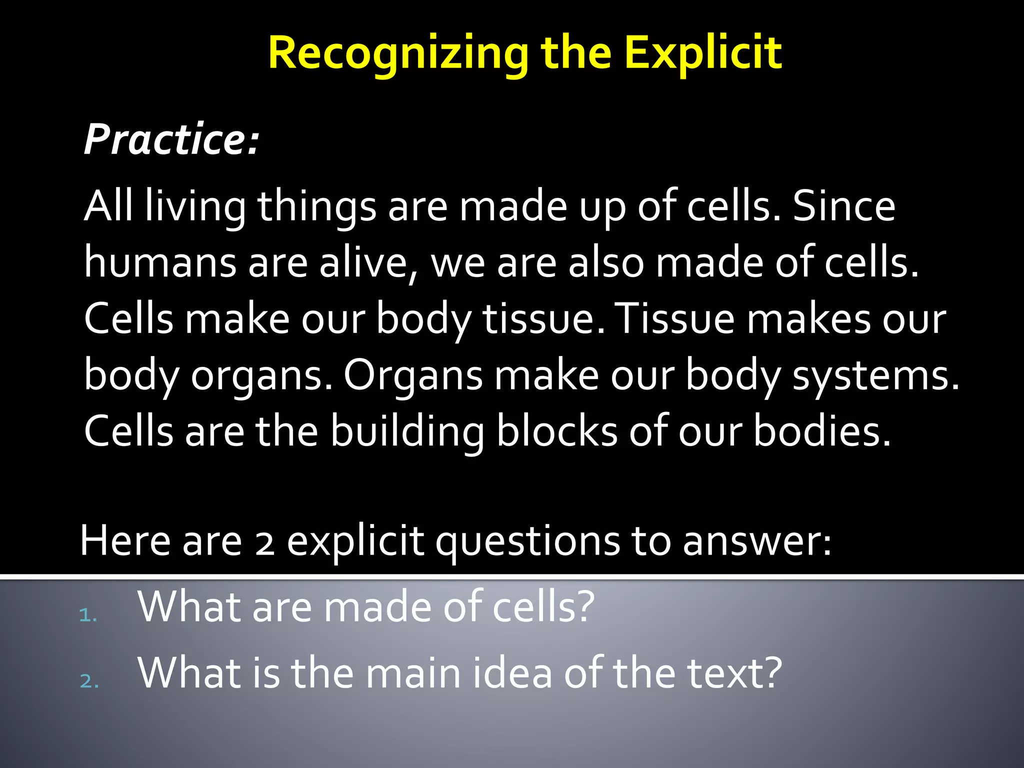 Reading_Lesson 7 Explicit and Implicit Claims in a Text | PPTX