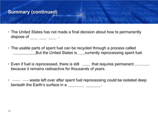 Lesson 7 Waste from Nuclear Power Plants | The Harnessed Atom (2016) | PPTX