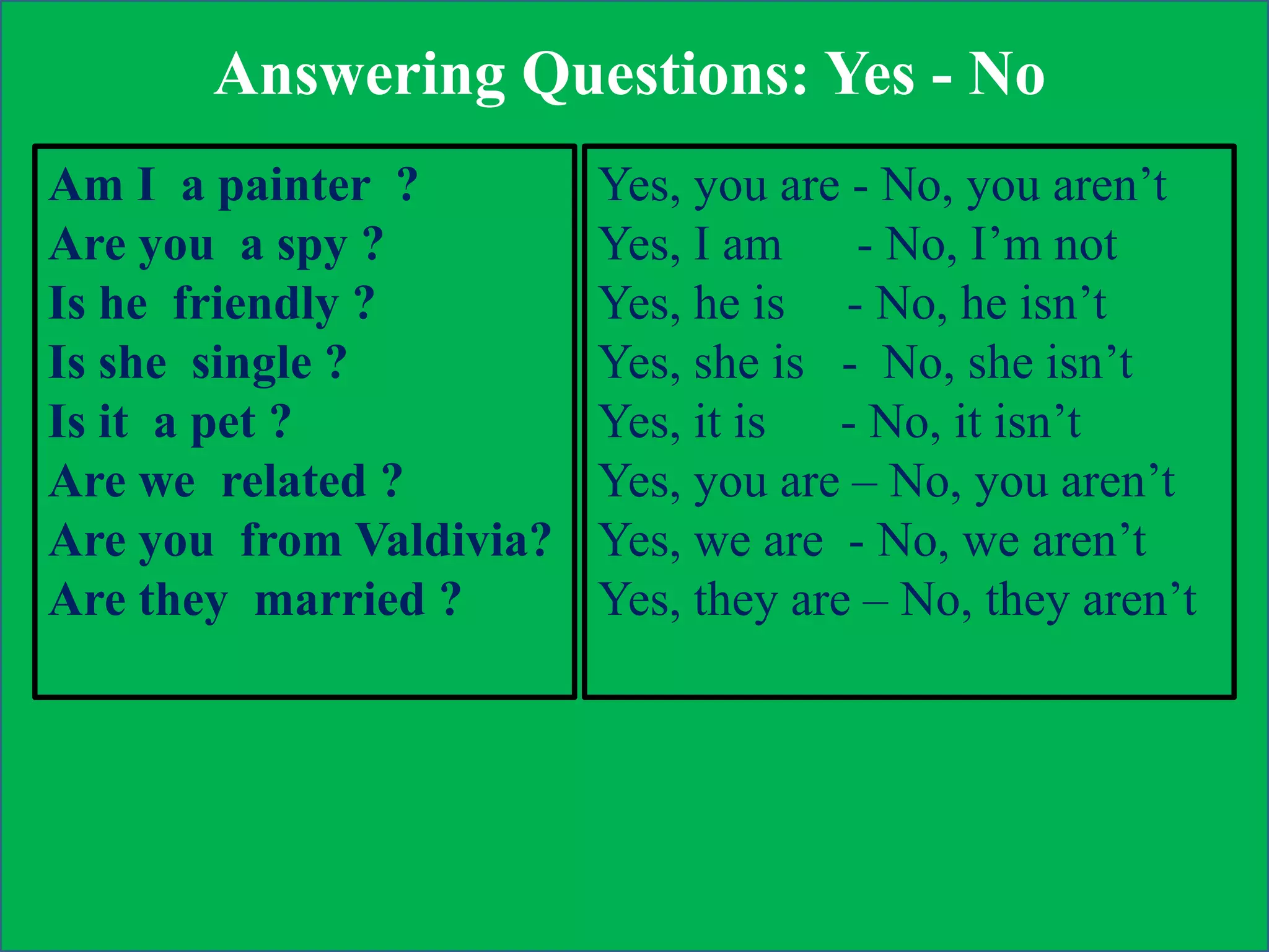 Lesson 7 interrogative negative to be yes-no answers | PDF