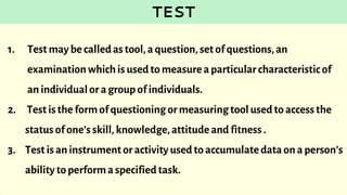 Test and Measurement in Sports | PPTX