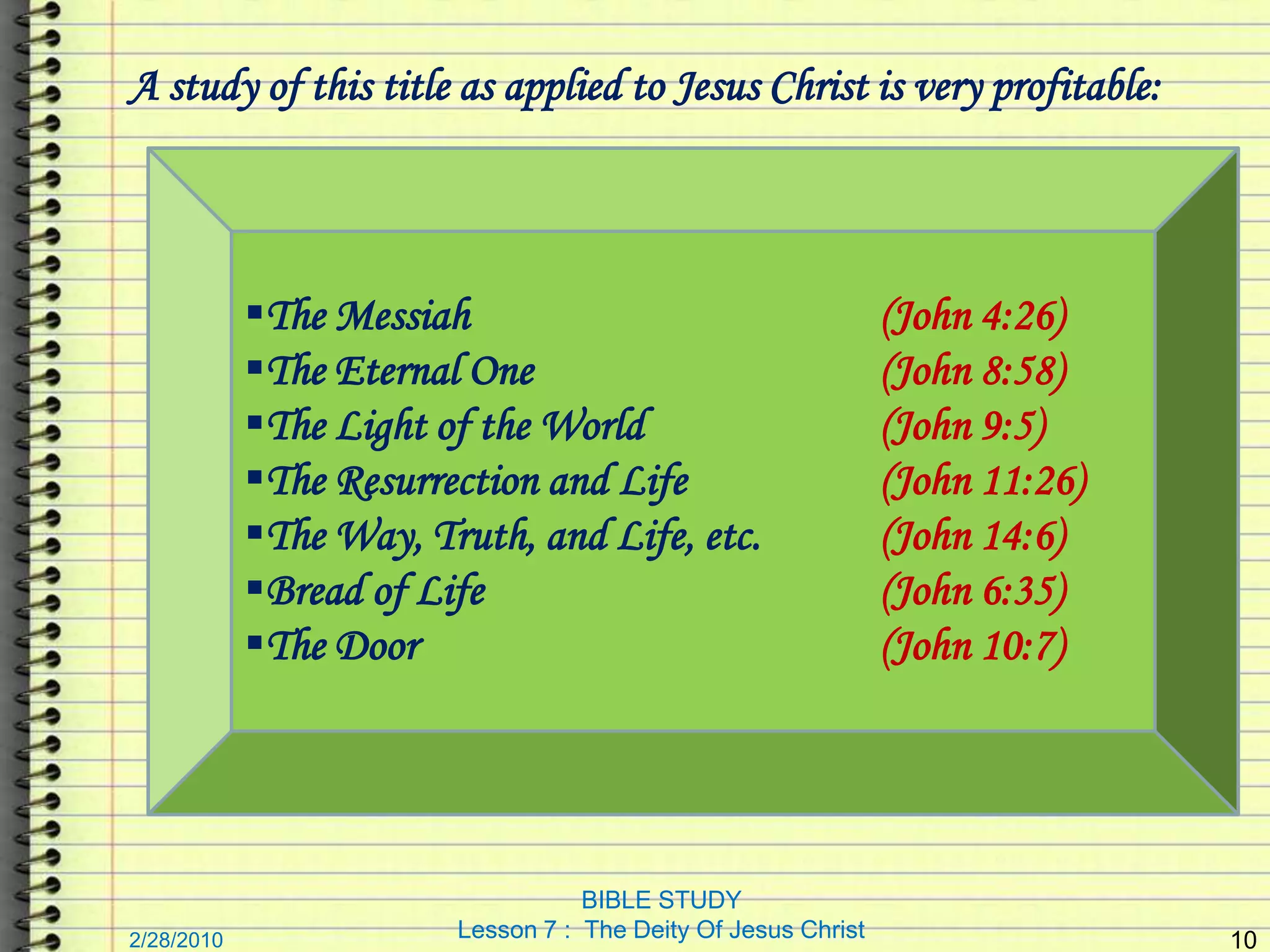 Lesson 7 The Deity Of Jesus Christ | PPTX | Christianity | Religion ...
