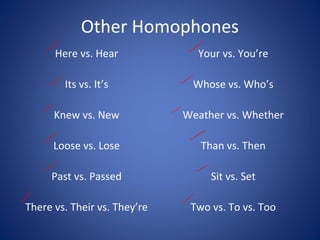 Lesson 8.1 homophones | PPT