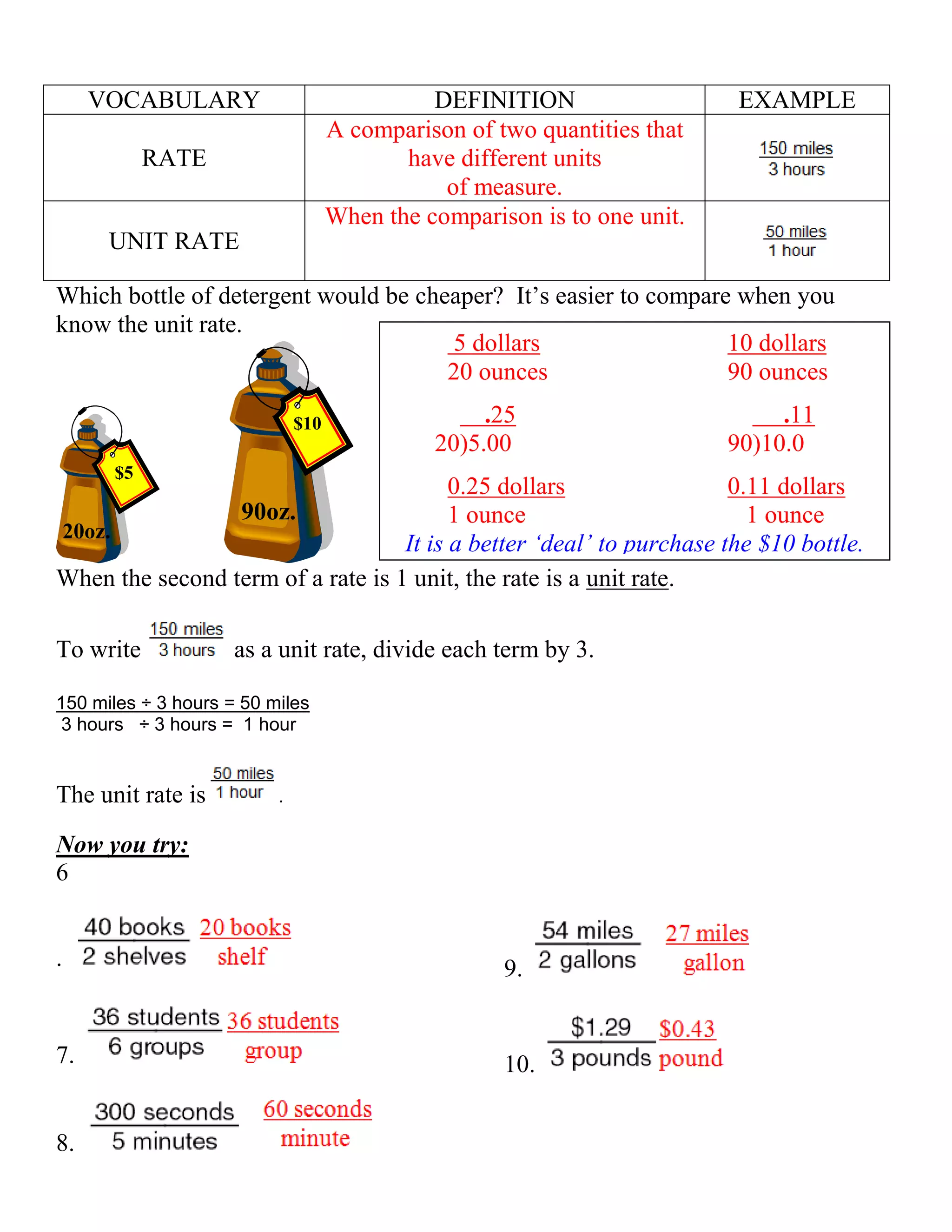 Lesson 8 1 ratios & rates | DOCX | Large Animals | Pets