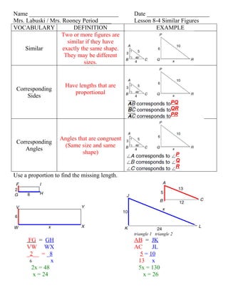 Lesson 8 4 similar figures | DOC