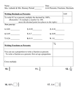 Lesson 8 8 precents, fractions, decimals | DOC
