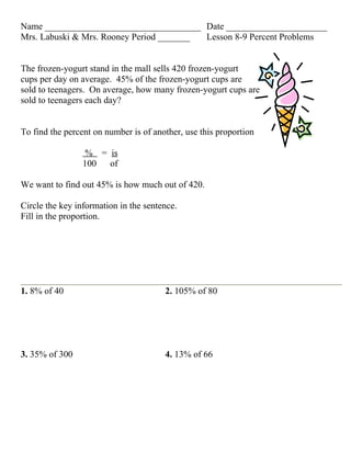 Lesson 8 9 percent problems | PDF