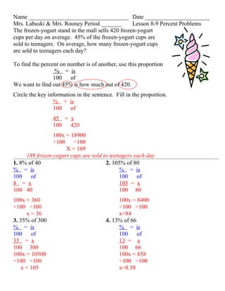 Lesson 8 9 percent problems | DOC