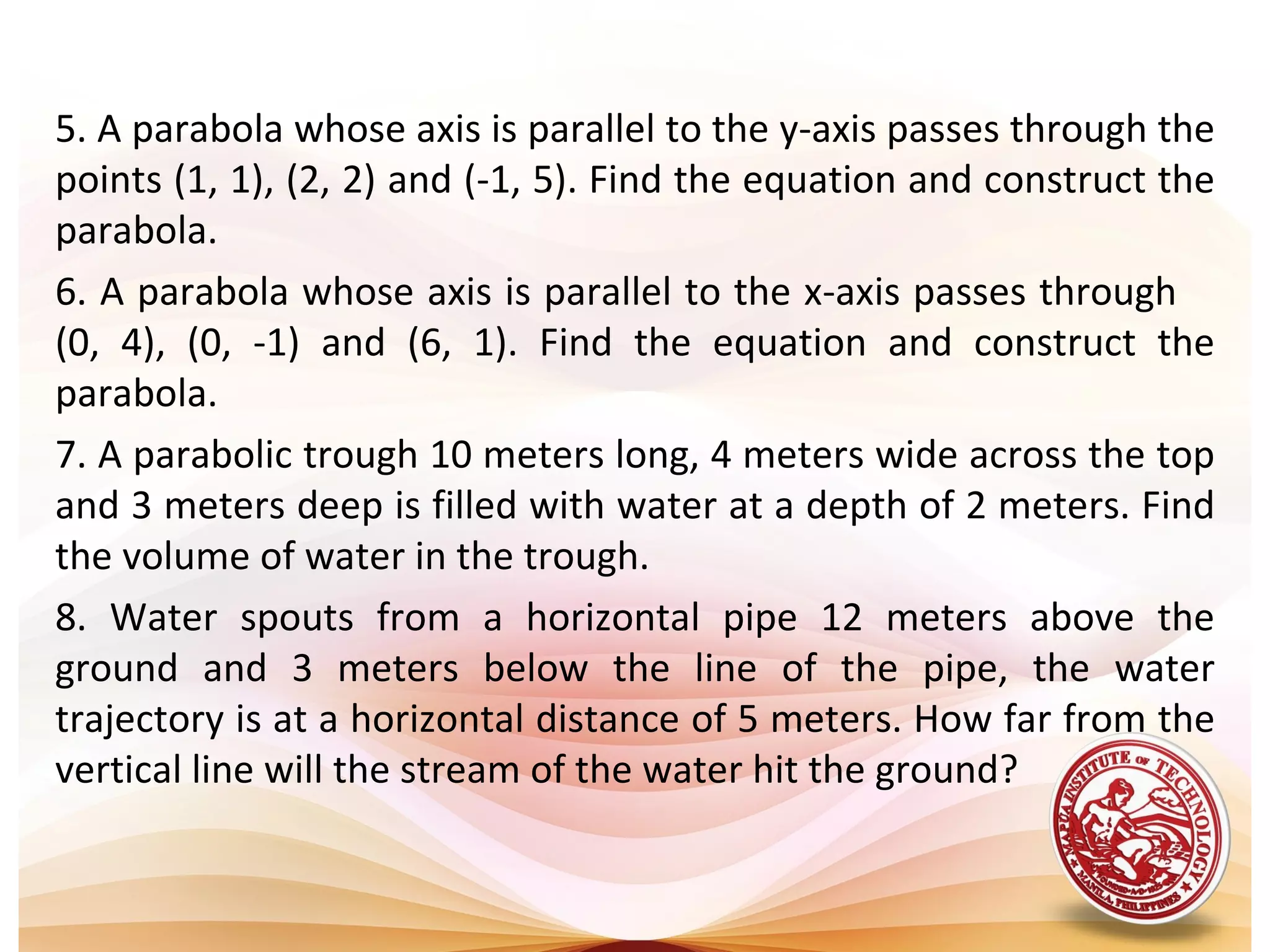 Lesson 8 conic sections - parabola | PPT