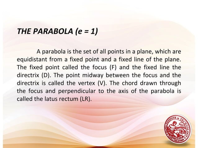 Lesson 8 conic sections - parabola | PPT