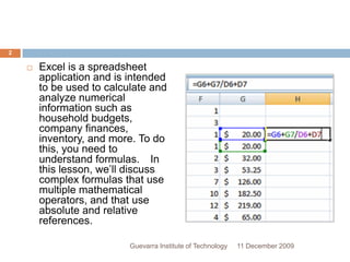 Lesson 8 Creating Complex Formulas | PPT