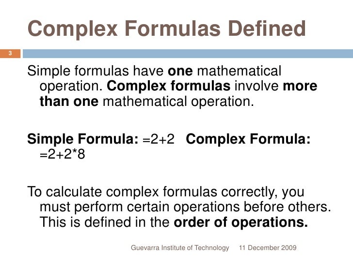 Lesson 8 Creating Complex Formulas