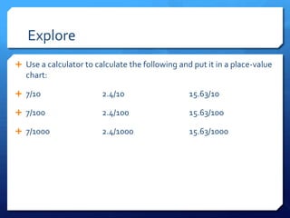 Lesson 8 dividing decimals by 10, 100, 1000, 10 000 | PPTX