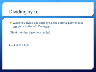 Lesson 8 dividing decimals by 10, 100, 1000, 10 000 | PPTX