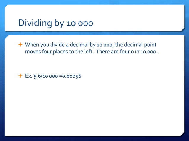 Lesson 8 dividing decimals by 10, 100, 1000, 10 000 | PPTX