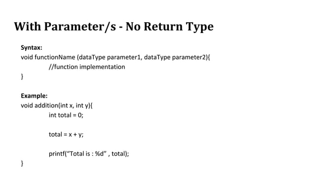 Programming Methodologies Functions C Language Ppt