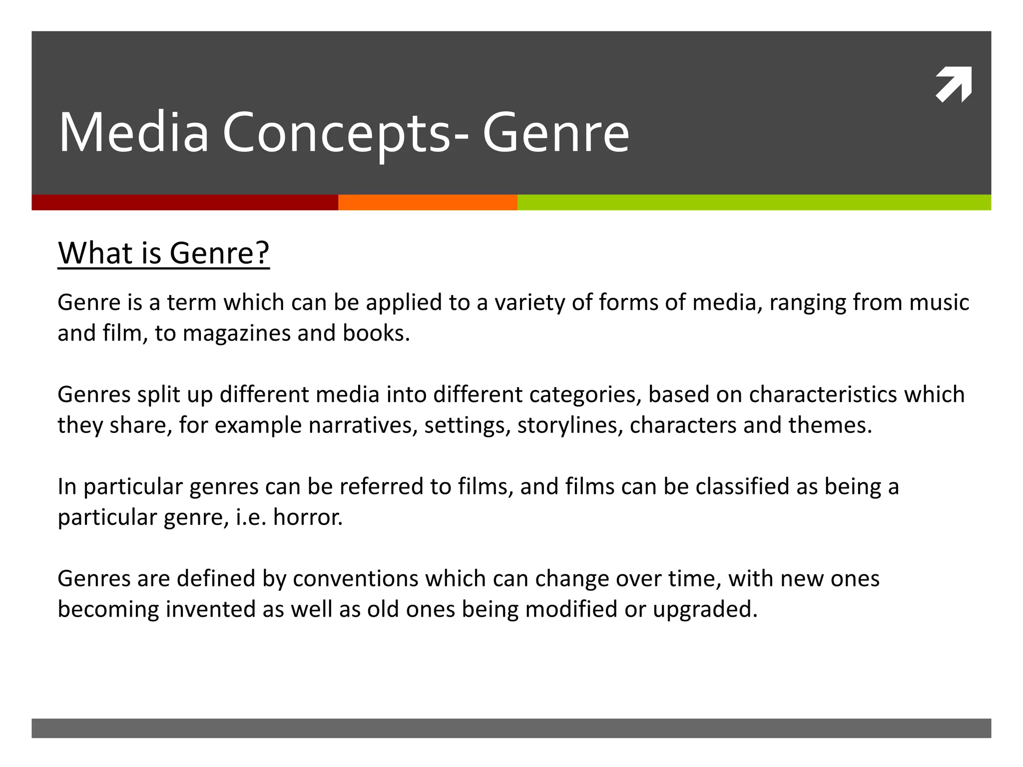 Media Language Lesson 8 - genre | PPTX