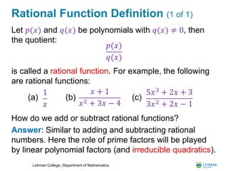 Lesson 8: Rational Functions | PPTX | Physics | Science