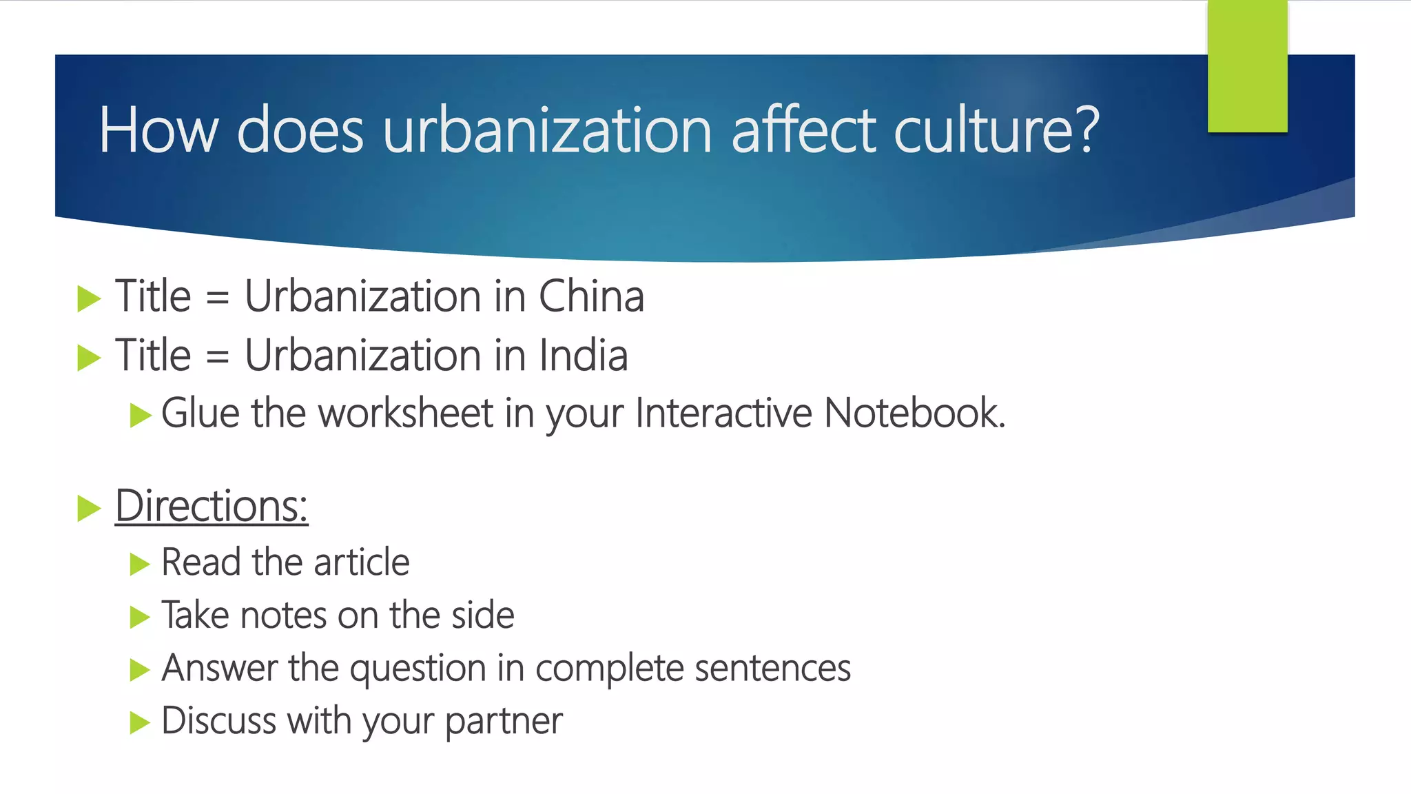 Lesson 8 urbanization #2 | PPT