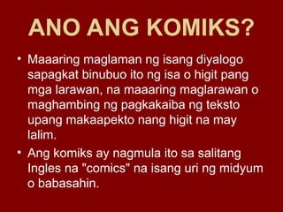 lesson 8 & 9 - tesktong biswal, bahagi ng komiks.ppt