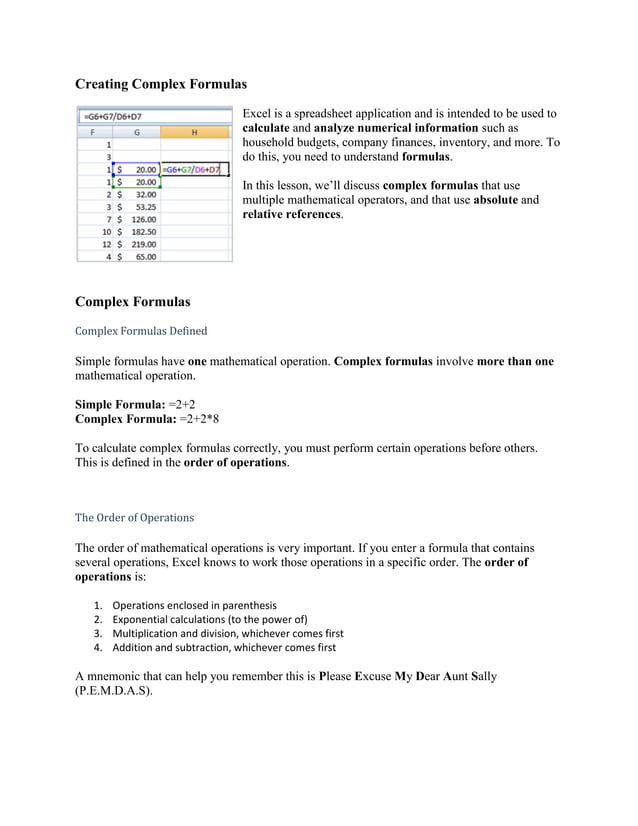 Lesson8 creating complex formulas | DOCX | Business Accounting ...