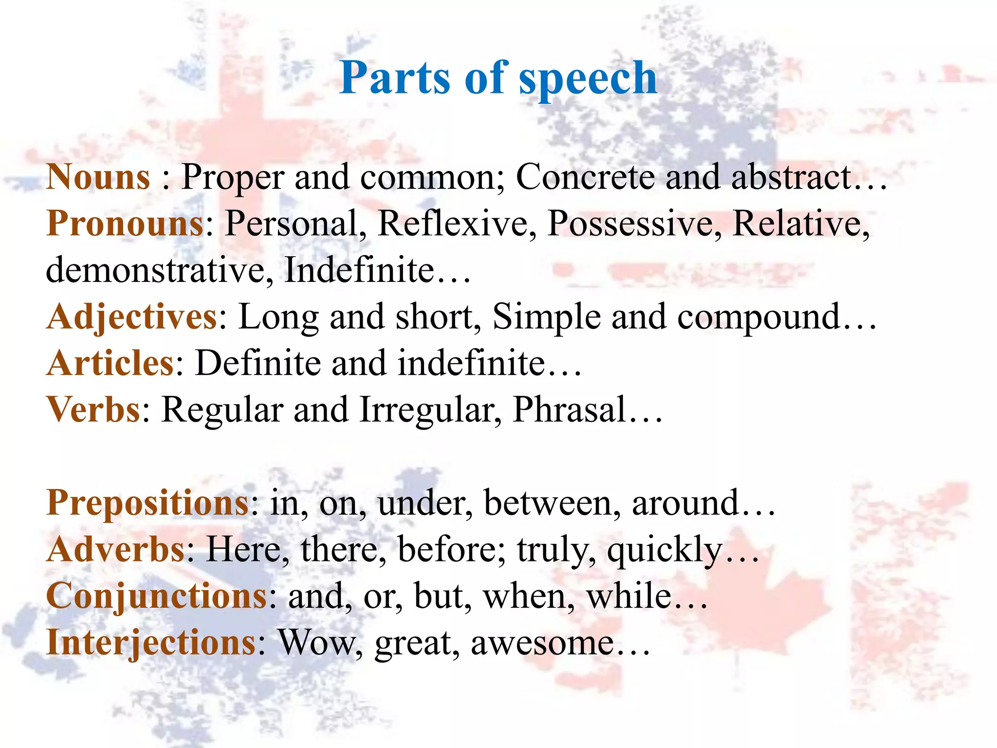 Lesson 8 parts of speech | PDF