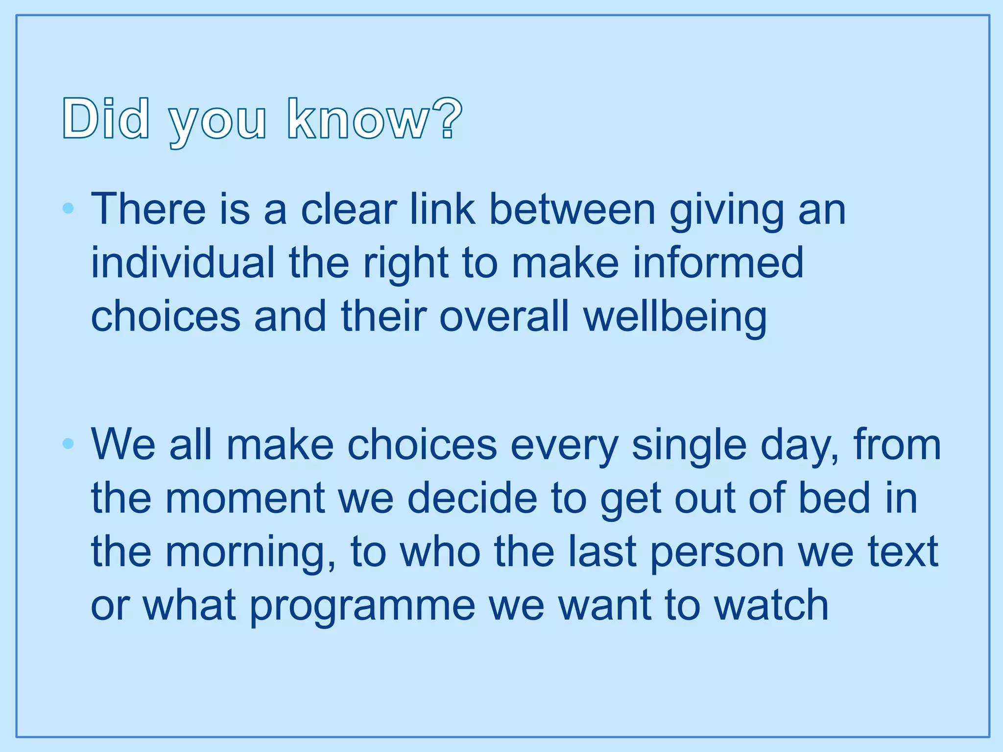 Lesson 8 promoting choice | PPT