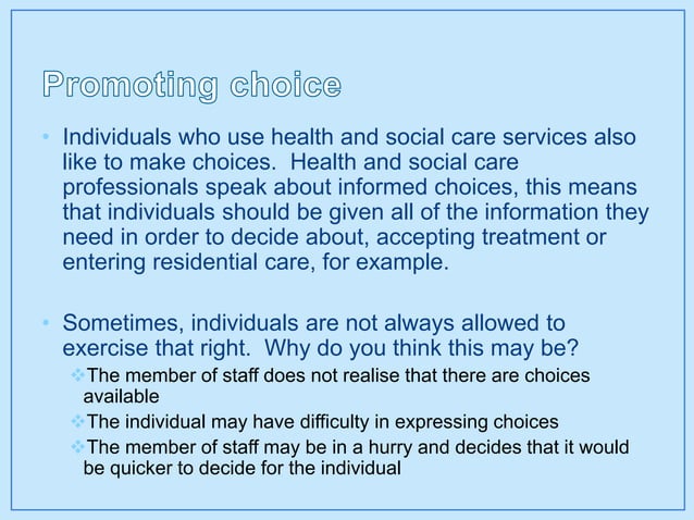 Lesson 8 promoting choice | PPT