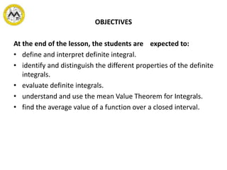 Lesson 8 the definite integrals | PPTX