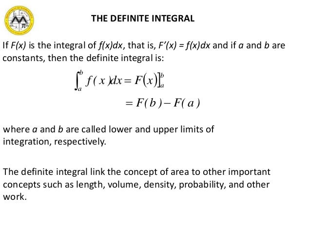 Lesson 8 the definite integrals
