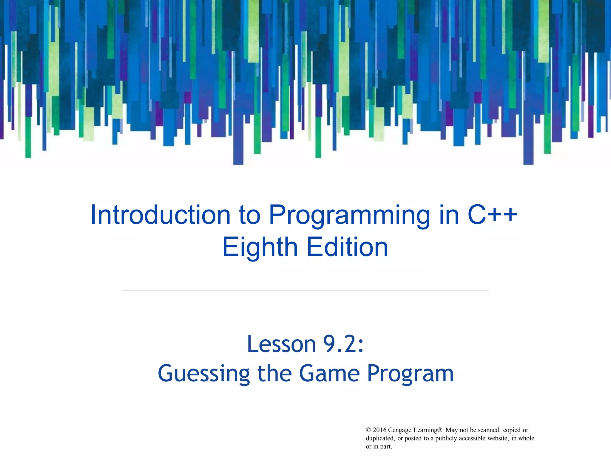 Lesson 9.2 guessing the game program | PDF
