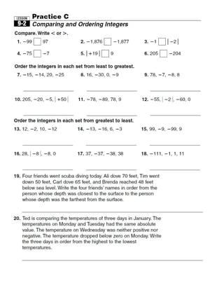 Lesson 9 2 comparing integers | DOCX