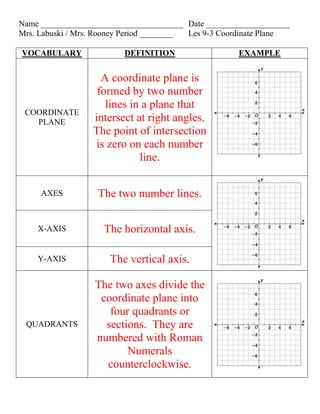 Lesson 9 3 coordinate plane | DOCX | Geography | Science