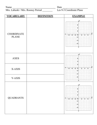 Lesson 9 3 coordinate plane | DOCX | Geography | Science
