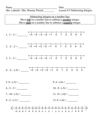 Lesson 9 5 subtracting integers | DOCX