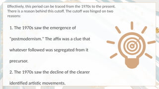 LESSON 9- caught in between: modern and contemporary art ( Art ...