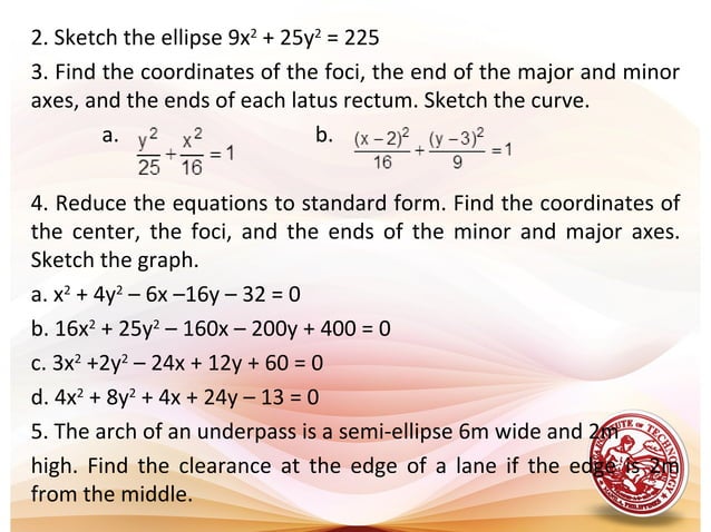 Lesson 9 conic sections - ellipse | PPT | Physics | Science