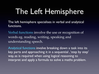 Lesson 9 hemispheric specialisation | PDF