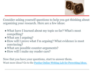 Prewriting, Brainstorming and Outlining | PPT