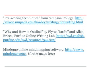 Lesson 9 prewriting, brainstorming and outlining | PPT