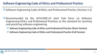 Lesson 9 - The Software Engineering Code of Ethics & Professional ...