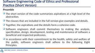 Lesson 9 - The Software Engineering Code of Ethics & Professional ...
