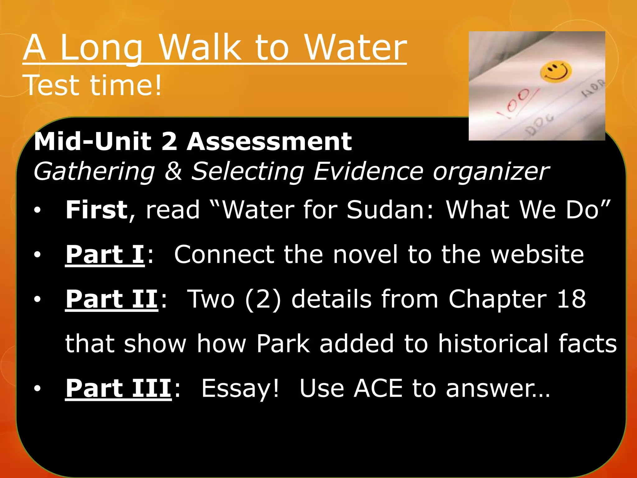 A Long Walk to Water: Lesson9 unit2 | PPTX