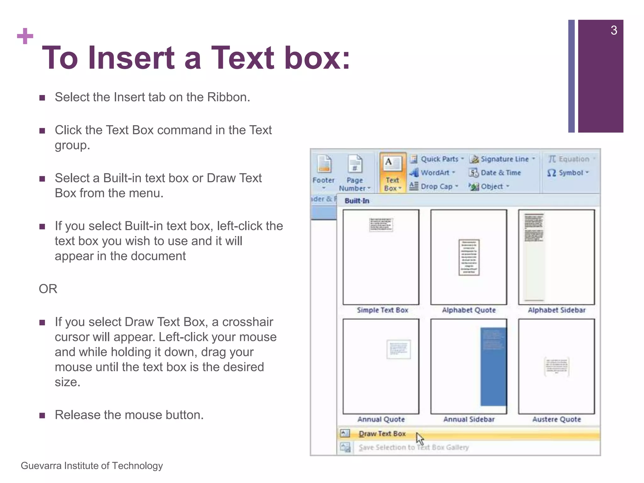 Lesson 9 working with text boxes | PPT