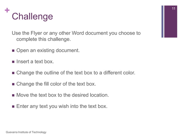 Lesson 9 working with text boxes | PPT